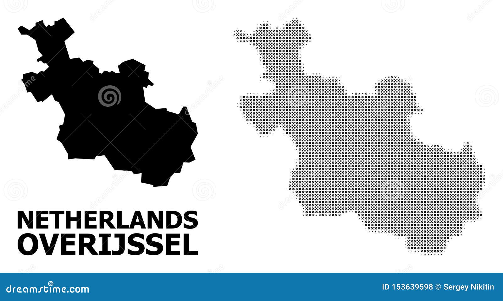 Vector Halftone Mosaic and Solid Map of Overijssel Province Stock ...