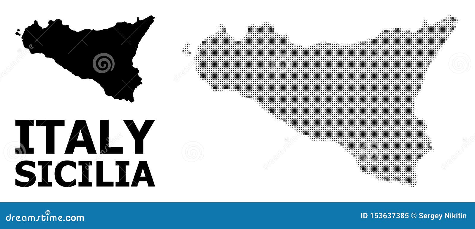 Vector Halftone Mosaic and Solid Map of Sicilia Island Stock Vector ...