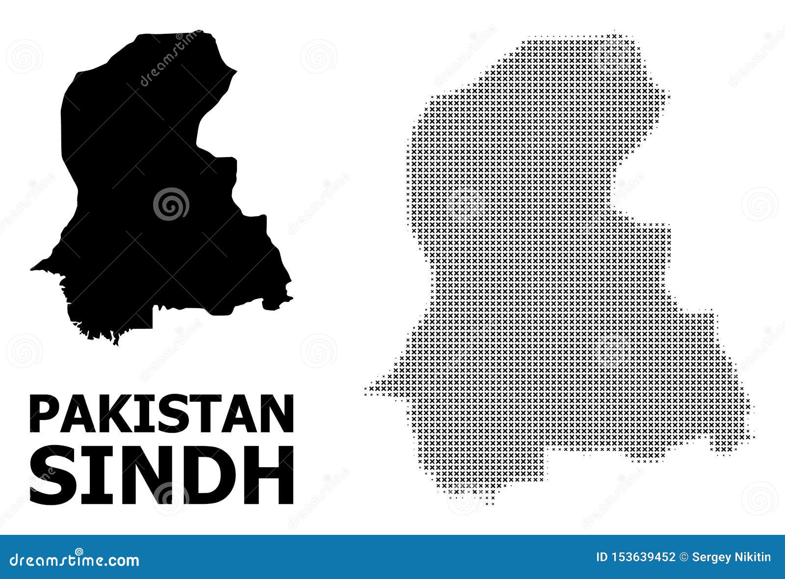 Vector Halftone Mosaic and Solid Map of Sindh Province Stock Vector ...