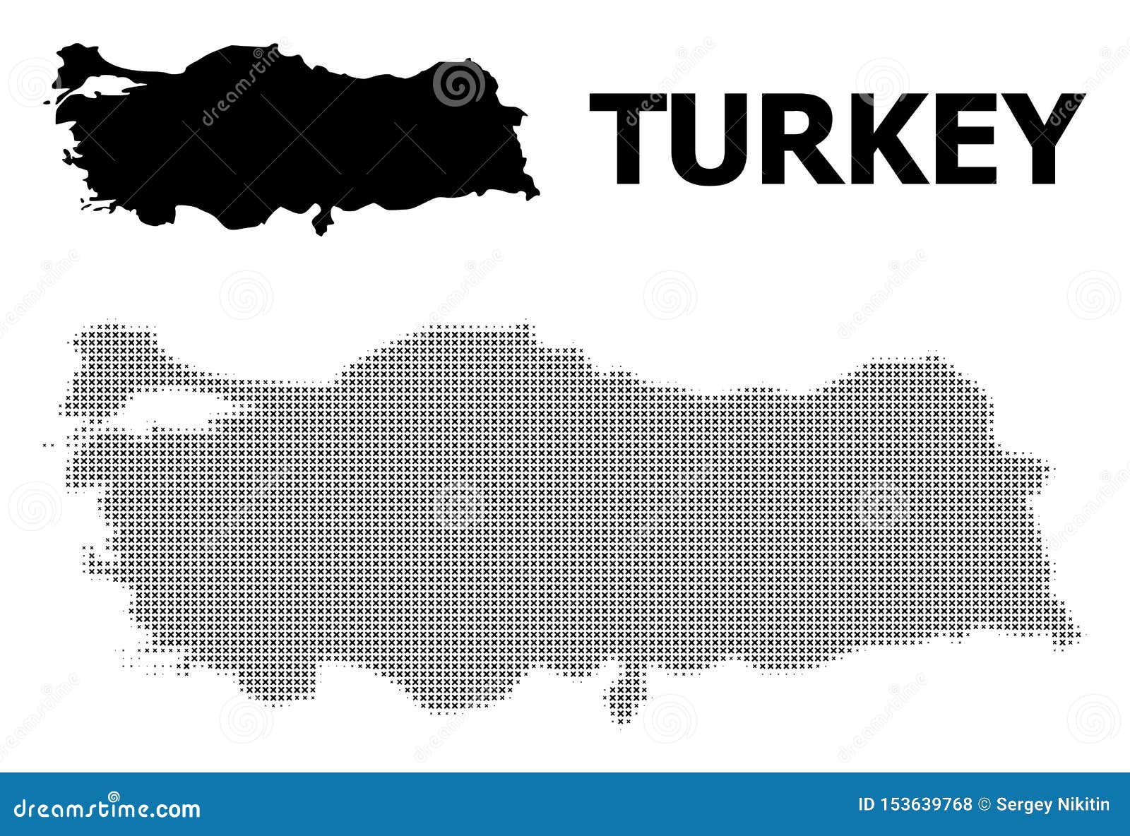 Vector Halftone Mosaic and Solid Map of Turkey Stock Vector ...