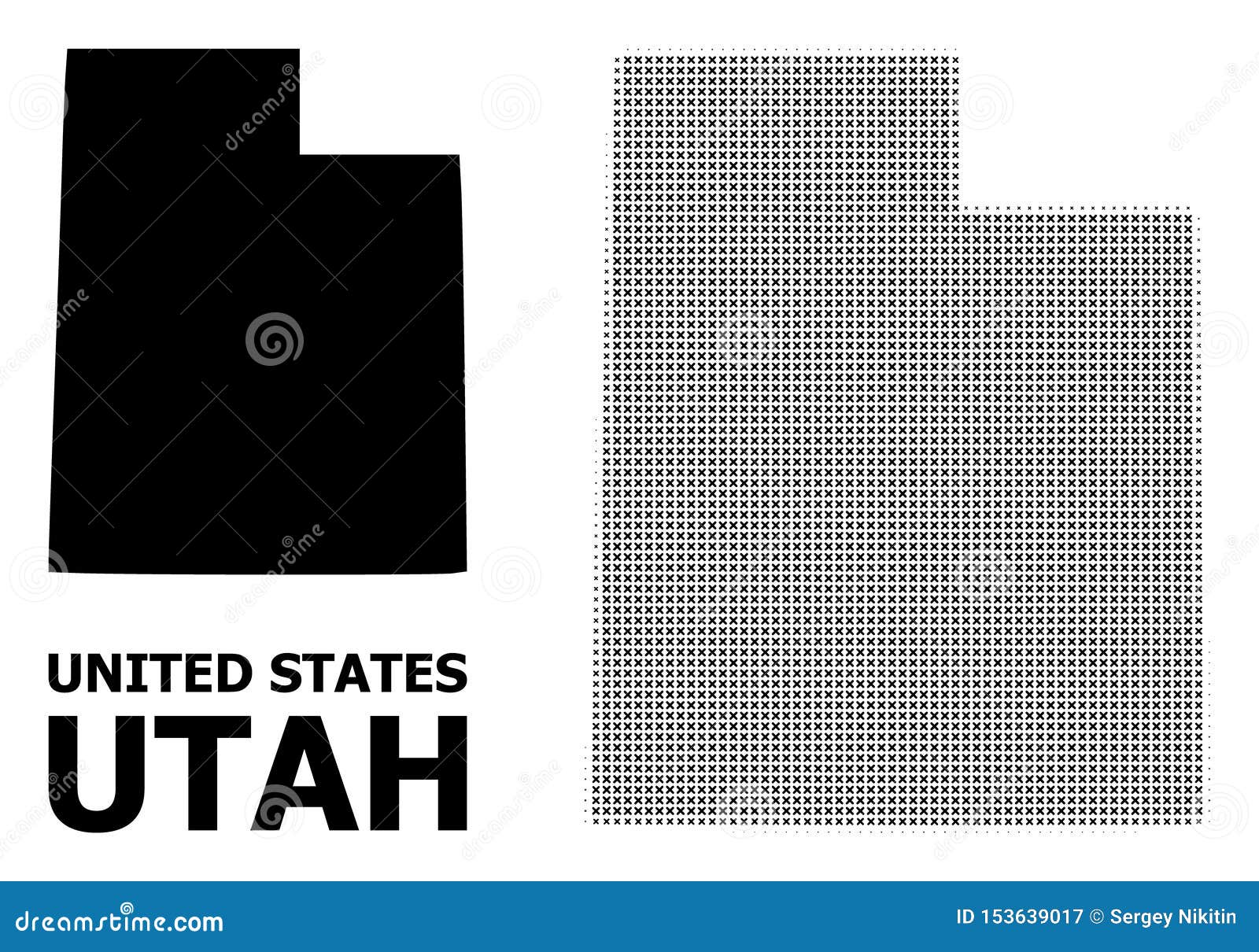 Vector Halftone Mosaic and Solid Map of Utah State Stock Vector ...