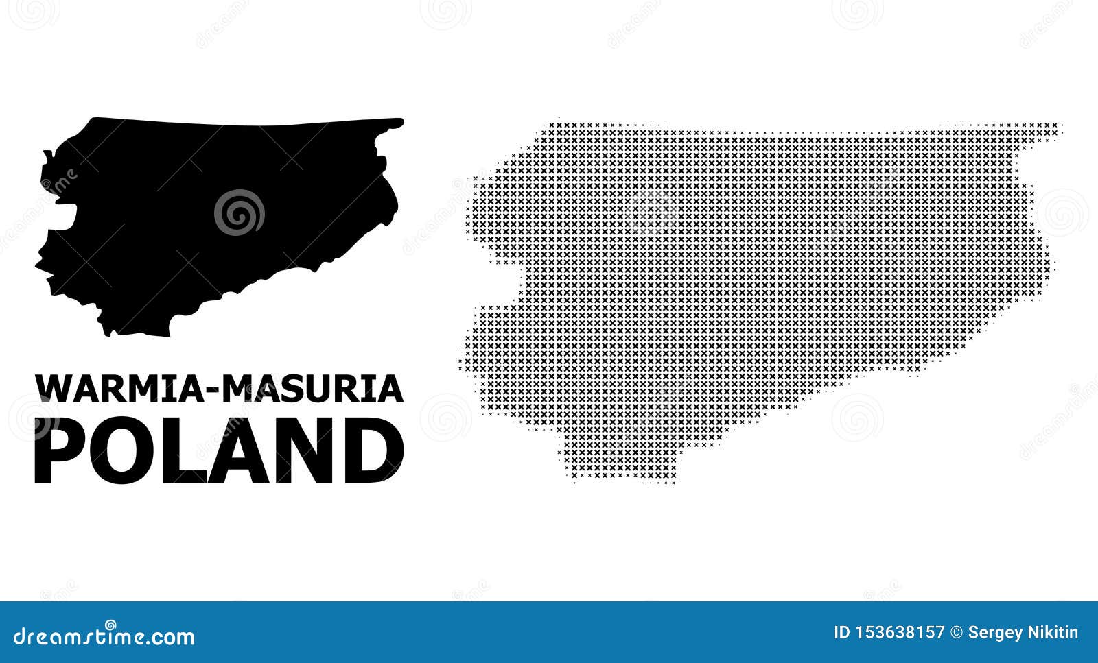 Vector Halftone Mosaic and Solid Map of Warmia-Masuria Province Stock ...