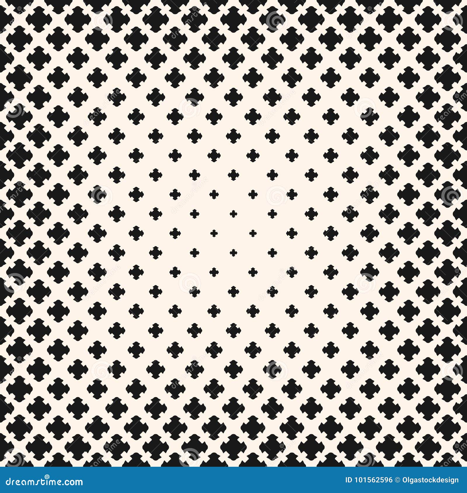 Halftone Seamless Texture with Floral Geometric Shapes, Crosses Stock ...