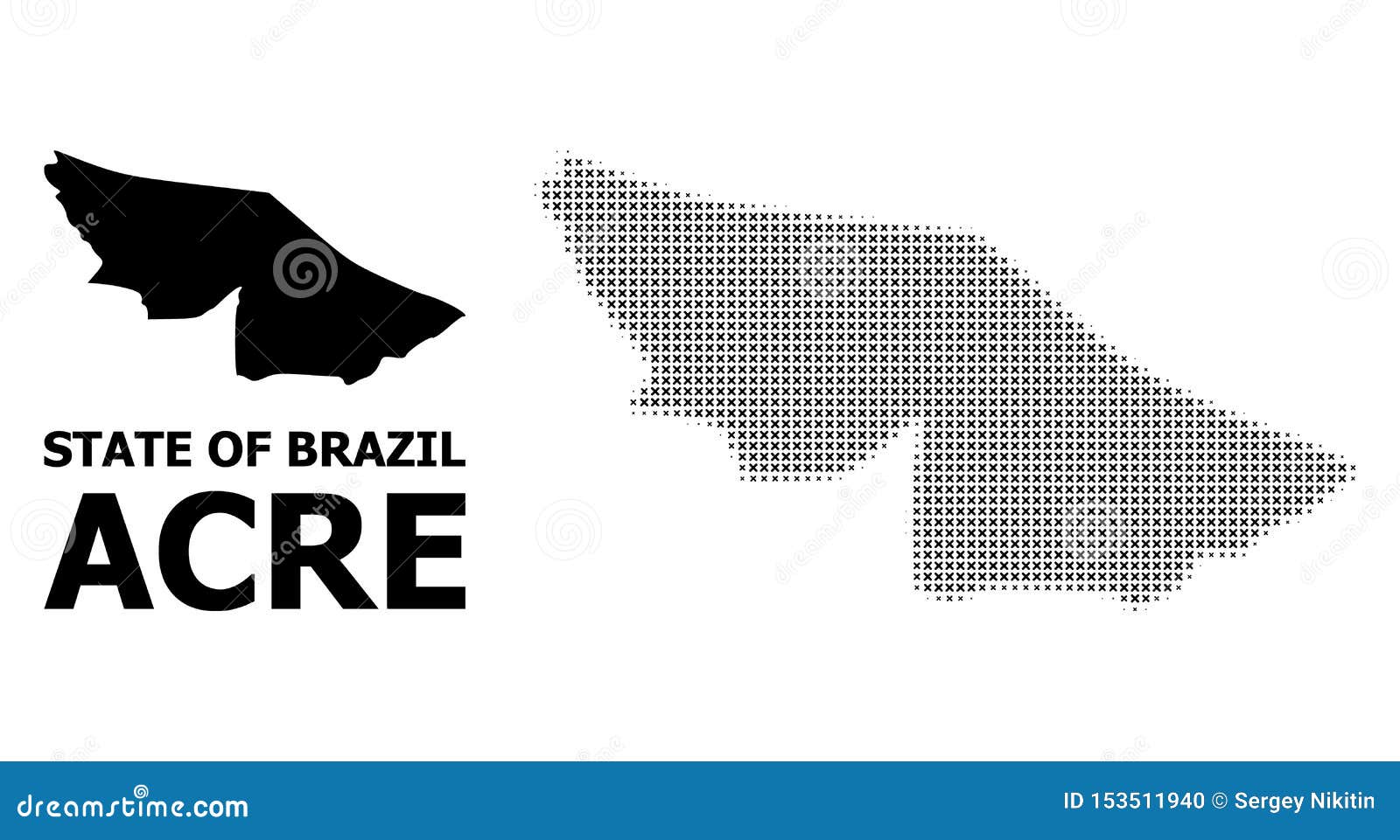 Vector Halftone Pattern and Solid Map of Acre State Stock Vector ...
