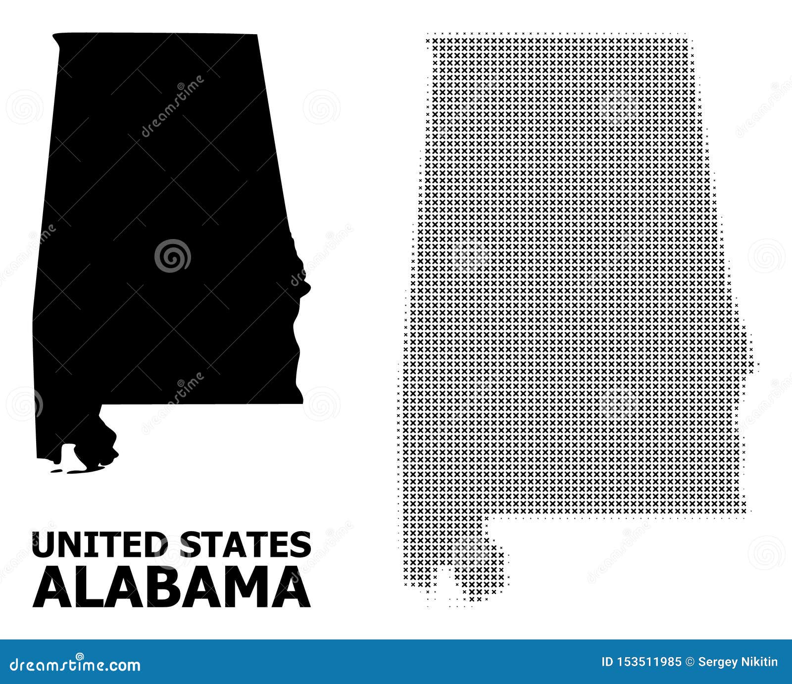 Vector Halftone Pattern and Solid Map of Alabama State Stock Vector ...