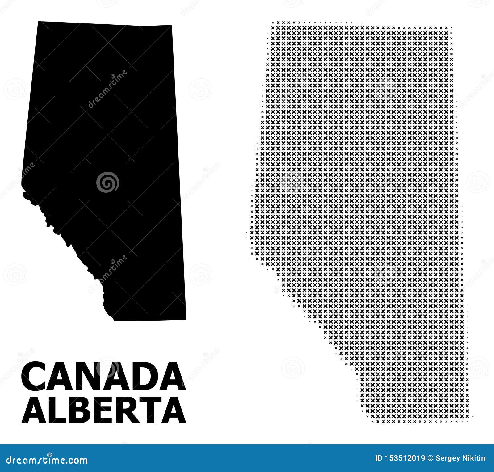 Vector Halftone Pattern and Solid Map of Alberta Province Stock Vector ...