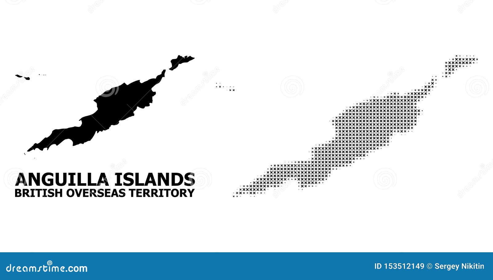 Vector Halftone Pattern and Solid Map of Anguilla Islands Stock Vector ...