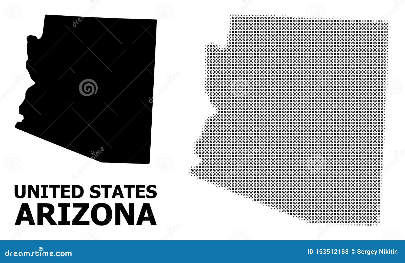 Vector Halftone Pattern and Solid Map of Arizona State Stock Vector ...