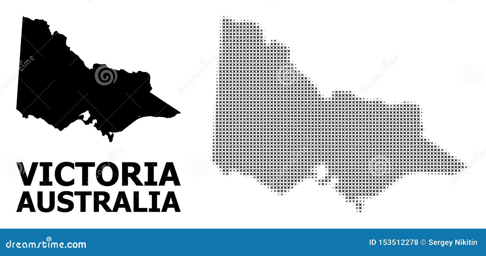Vector Halftone Pattern and Solid Map of Australian Victoria Stock ...