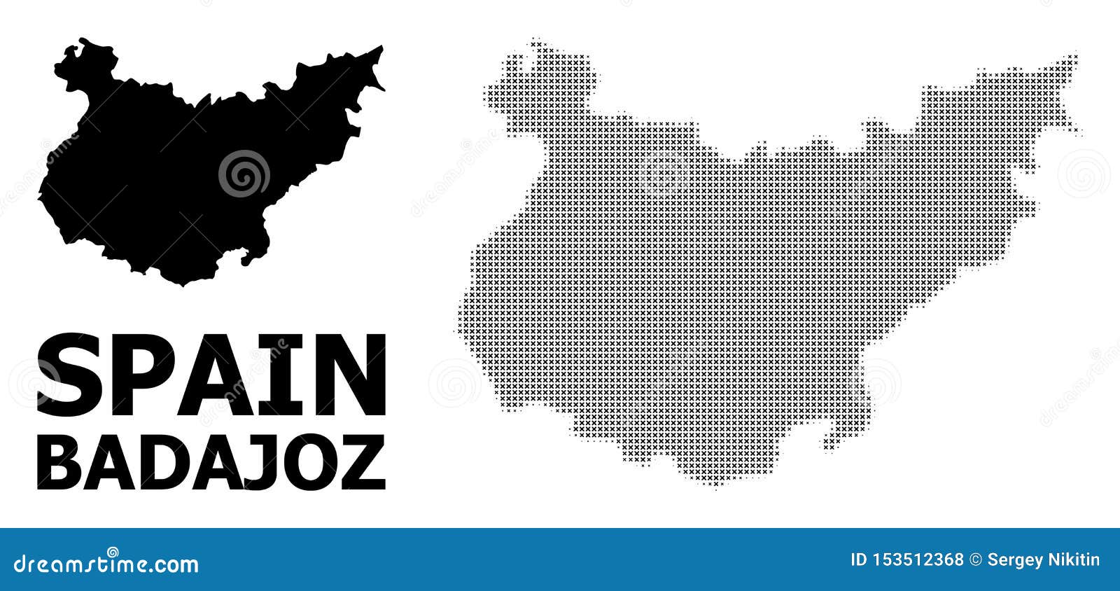 Badajoz Map Vector Silhouette Illustration Isolated On White Background ...