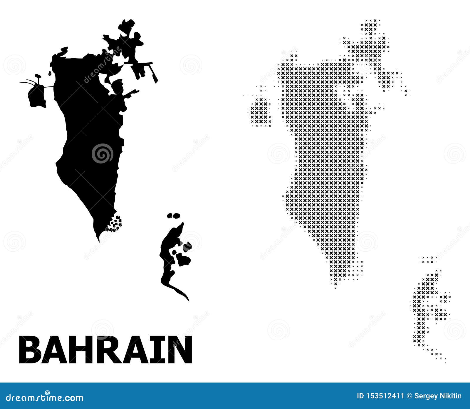 Vector Halftone Pattern and Solid Map of Bahrain Stock Vector ...