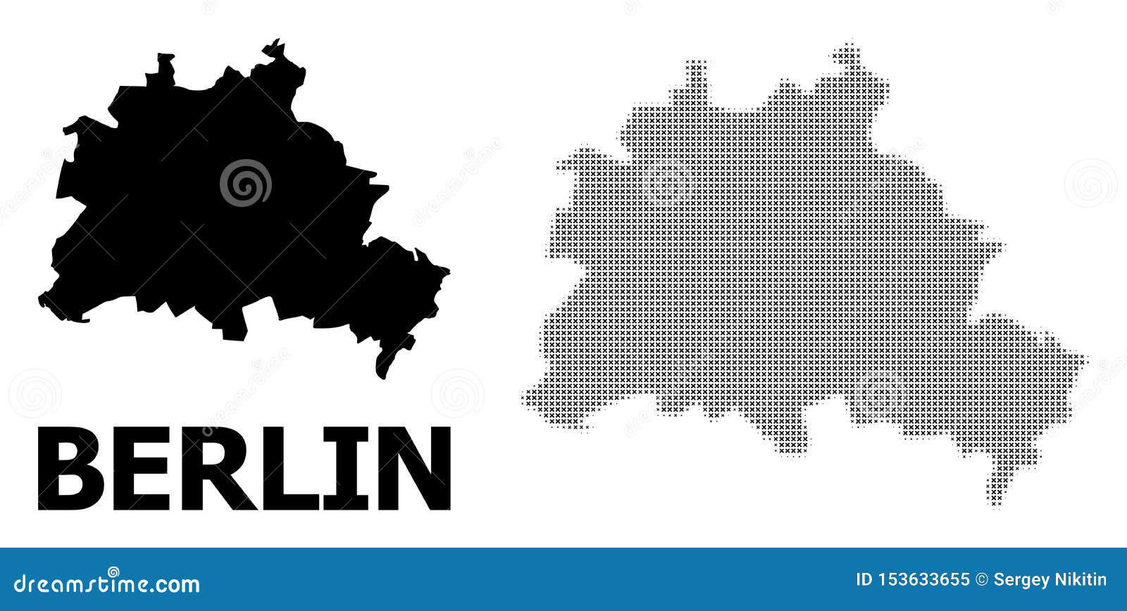 Vector Halftone Pattern and Solid Map of Berlin City Stock Vector ...