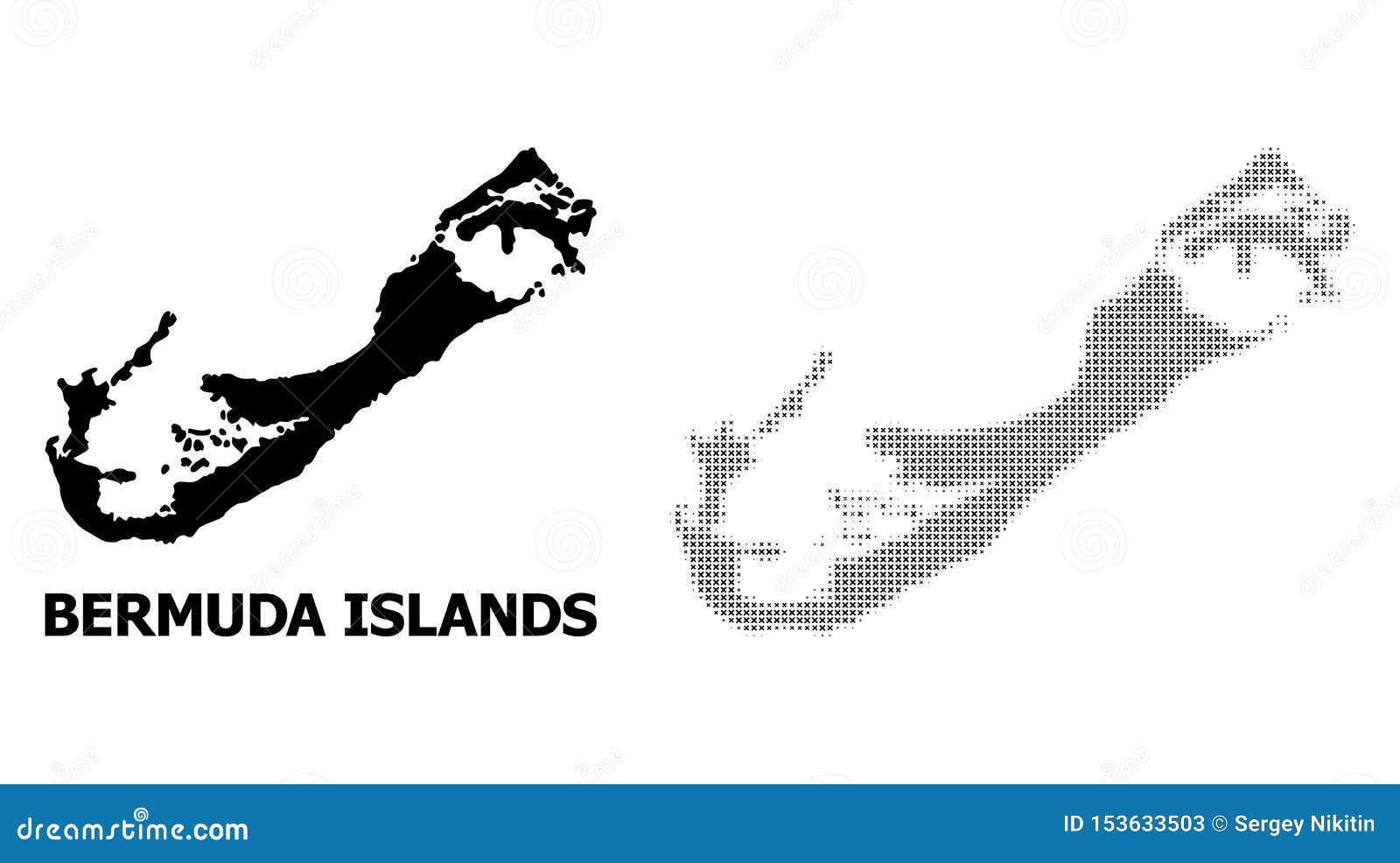 Vector Halftone Pattern and Solid Map of Bermuda Islands Stock Vector ...