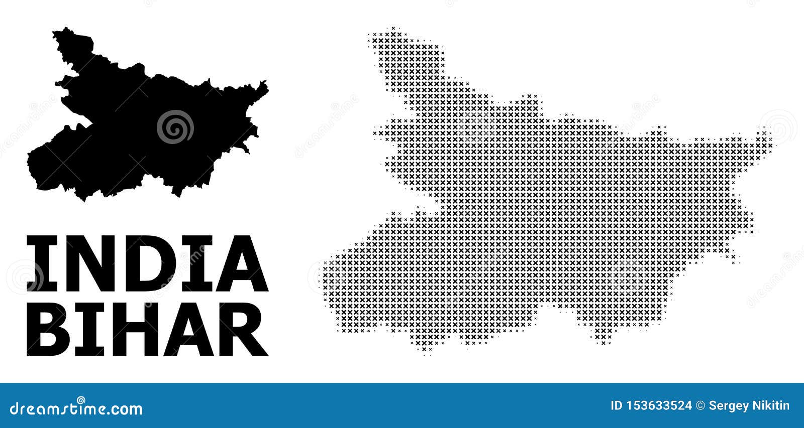 Vector Halftone Pattern and Solid Map of Bihar State Stock Vector ...