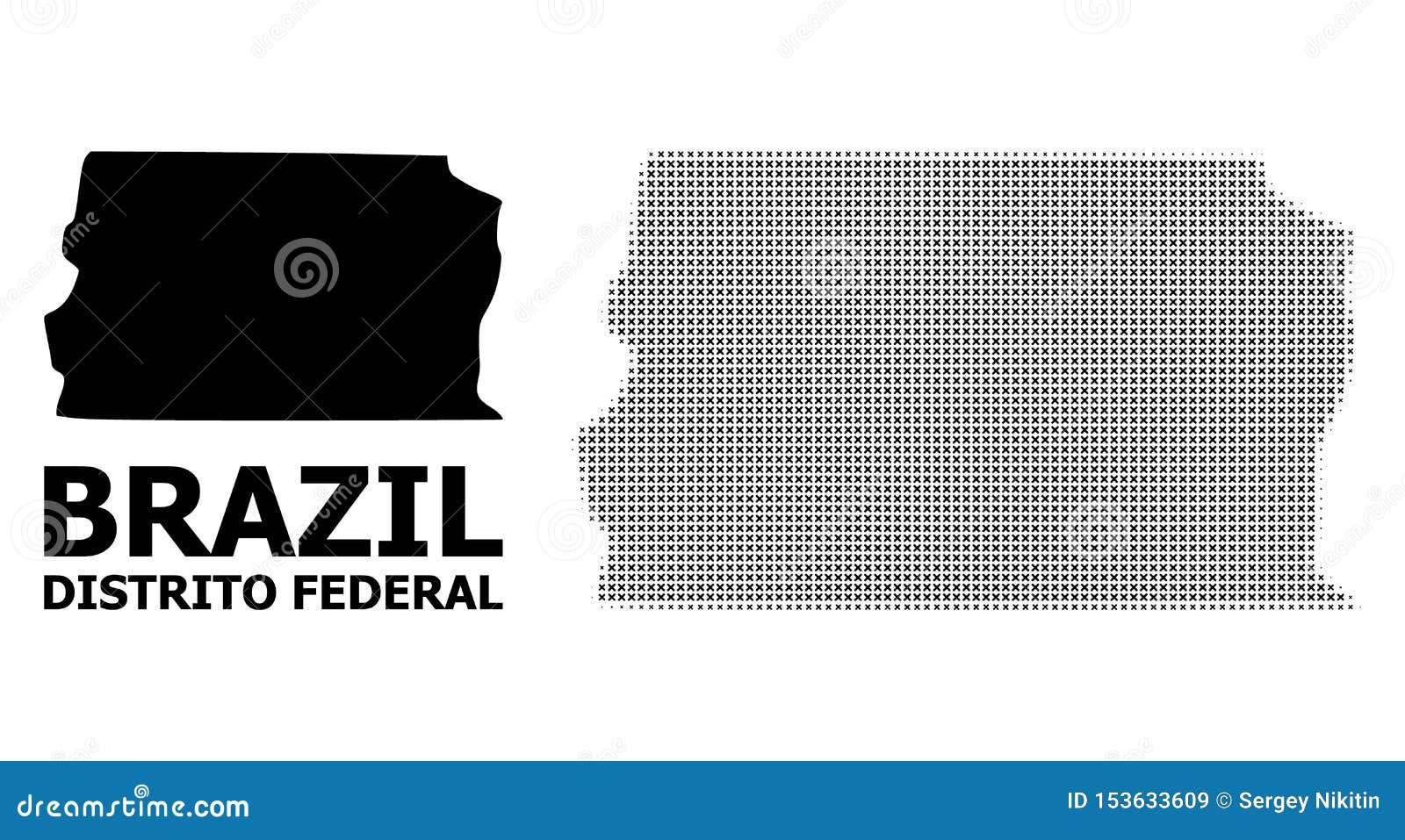 Vector Halftone Pattern and Solid Map of Brazil - Distrito Federal ...