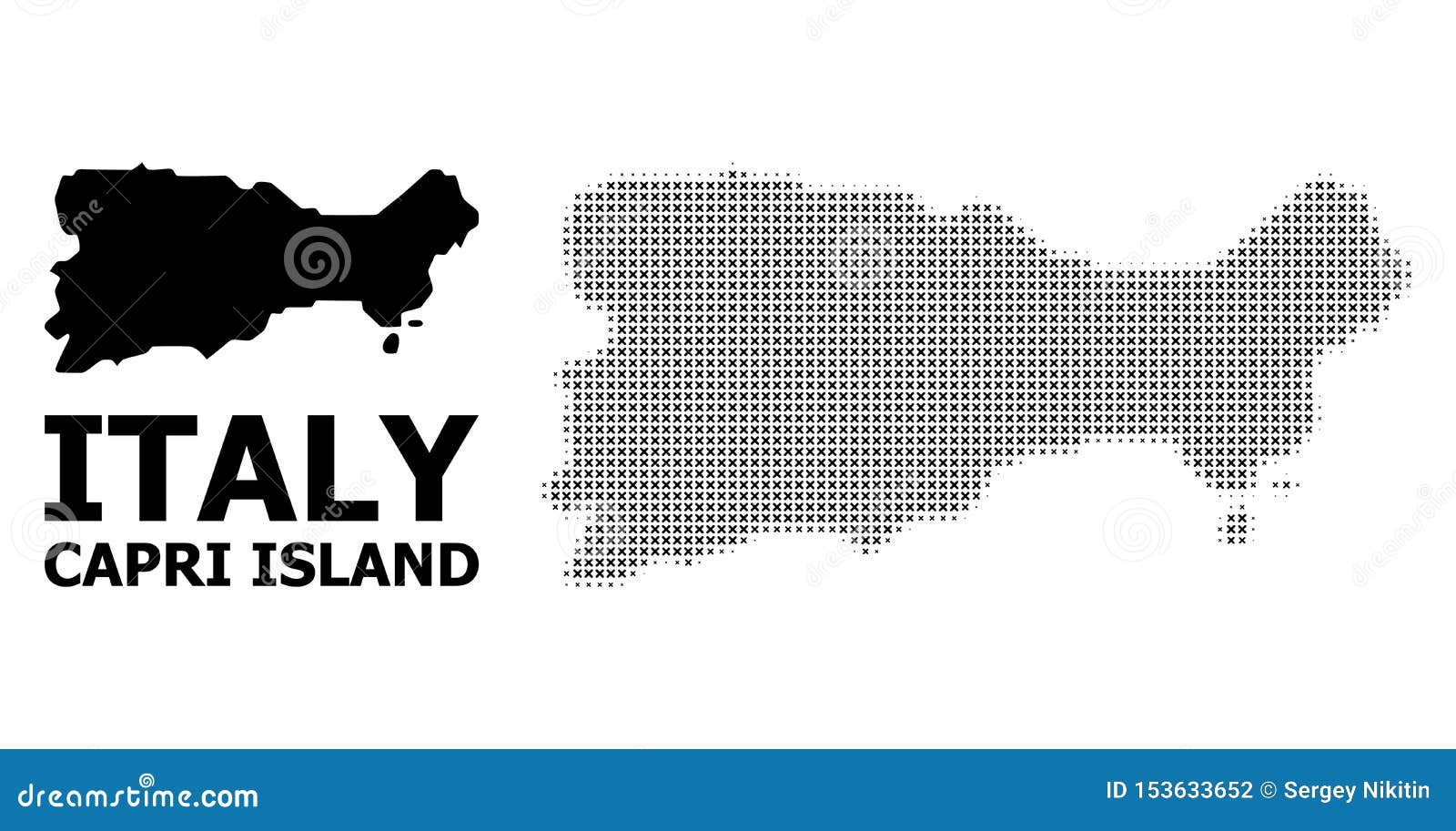 Vector Halftone Pattern and Solid Map of Capri Island Stock Vector ...