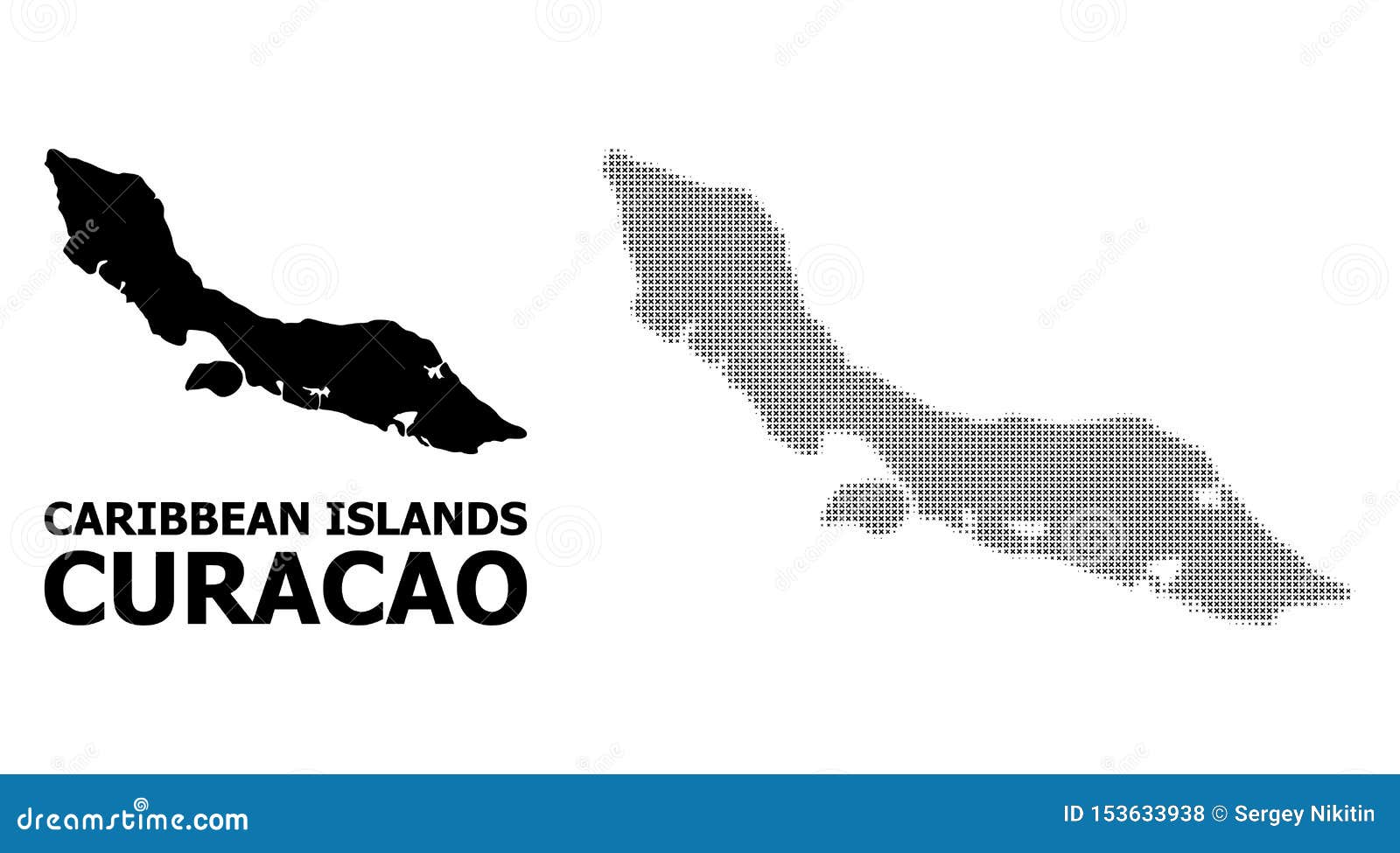 Vector Halftone Pattern and Solid Map of Curacao Island Stock Vector ...