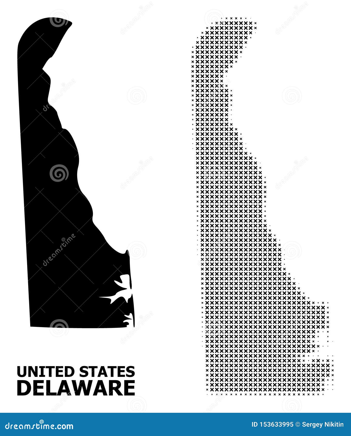 Vector Halftone Pattern and Solid Map of Delaware State Stock Vector ...