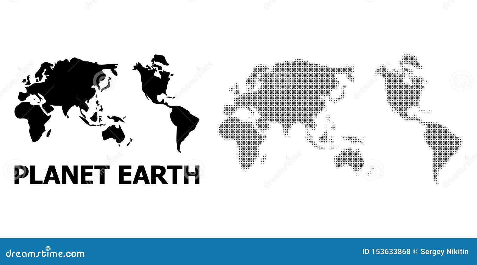 Vector Halftone Pattern and Solid Map of Earth Stock Vector ...