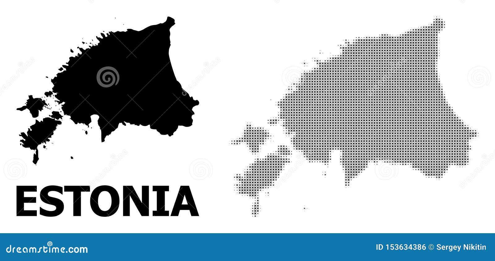 Vector Halftone Pattern and Solid Map of Estonia Stock Vector ...