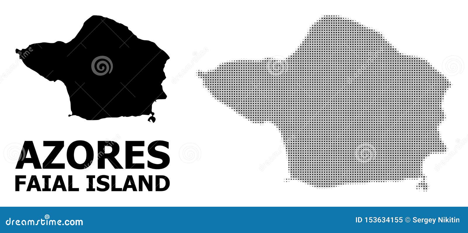 Vector Halftone Pattern and Solid Map of Faial Island Stock Vector ...