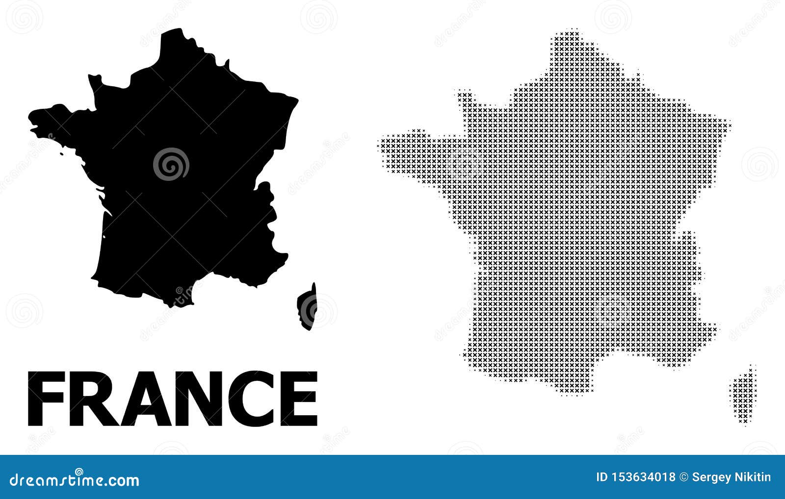 Vector Halftone Pattern and Solid Map of France Stock Vector ...