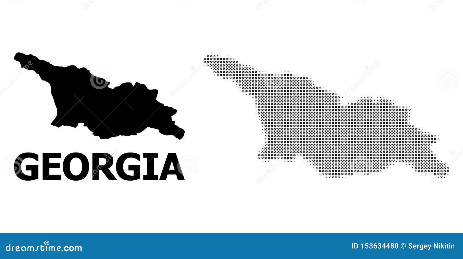 Vector Halftone Pattern and Solid Map of Georgia Stock Vector ...