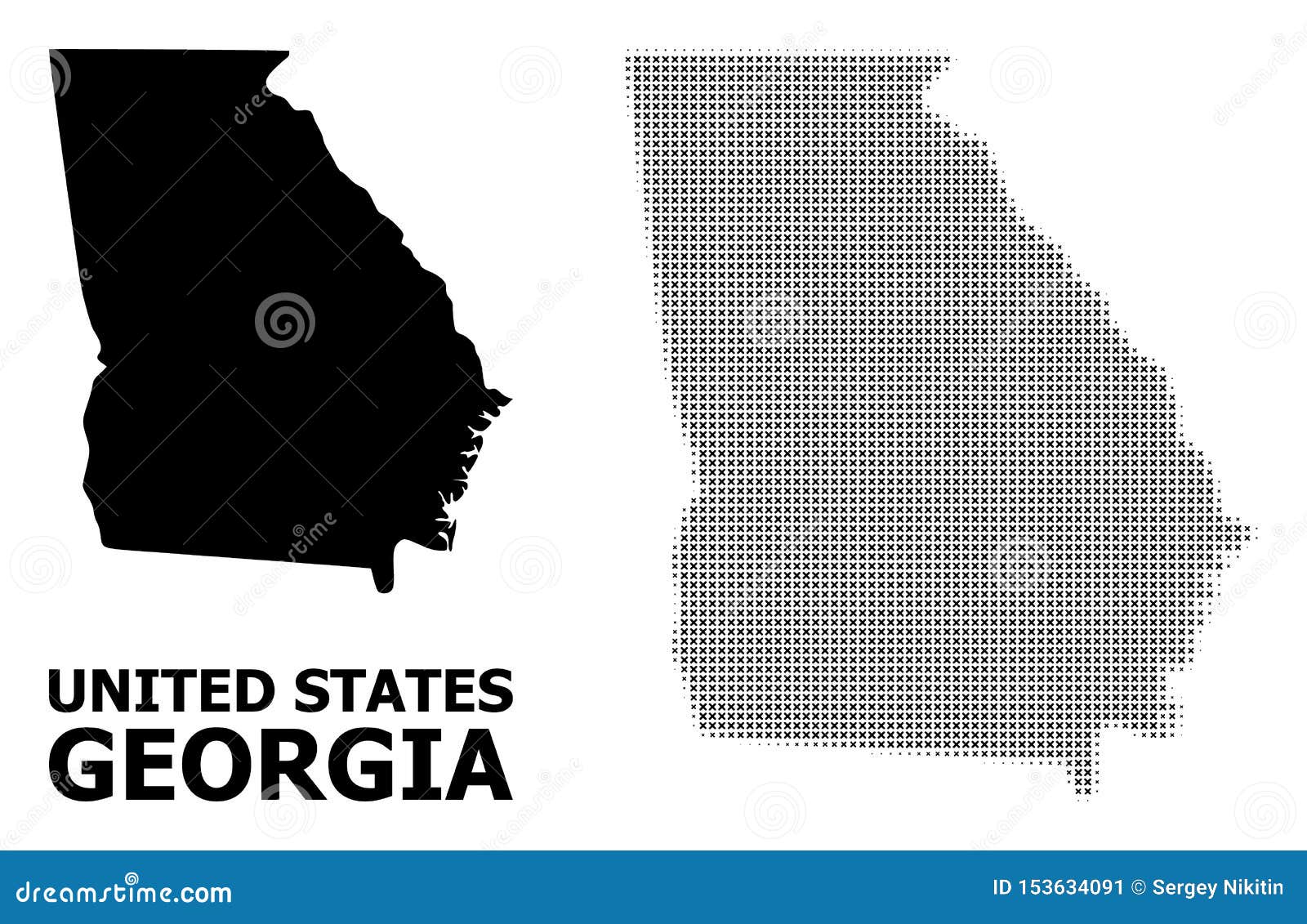 Vector Halftone Pattern and Solid Map of Georgia State Stock Vector ...