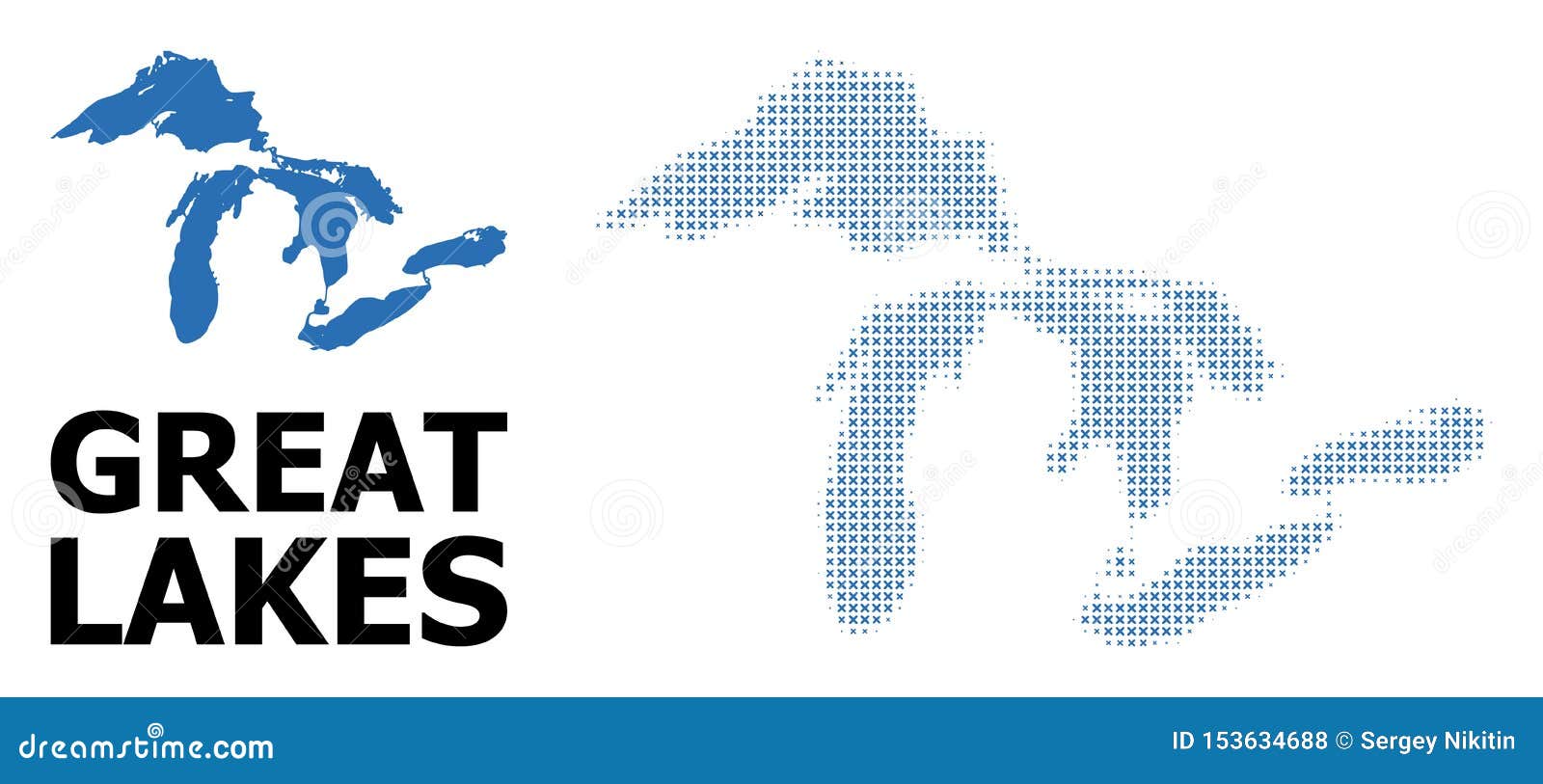 Vector Halftone Pattern and Solid Map of Great Lakes Stock Vector ...