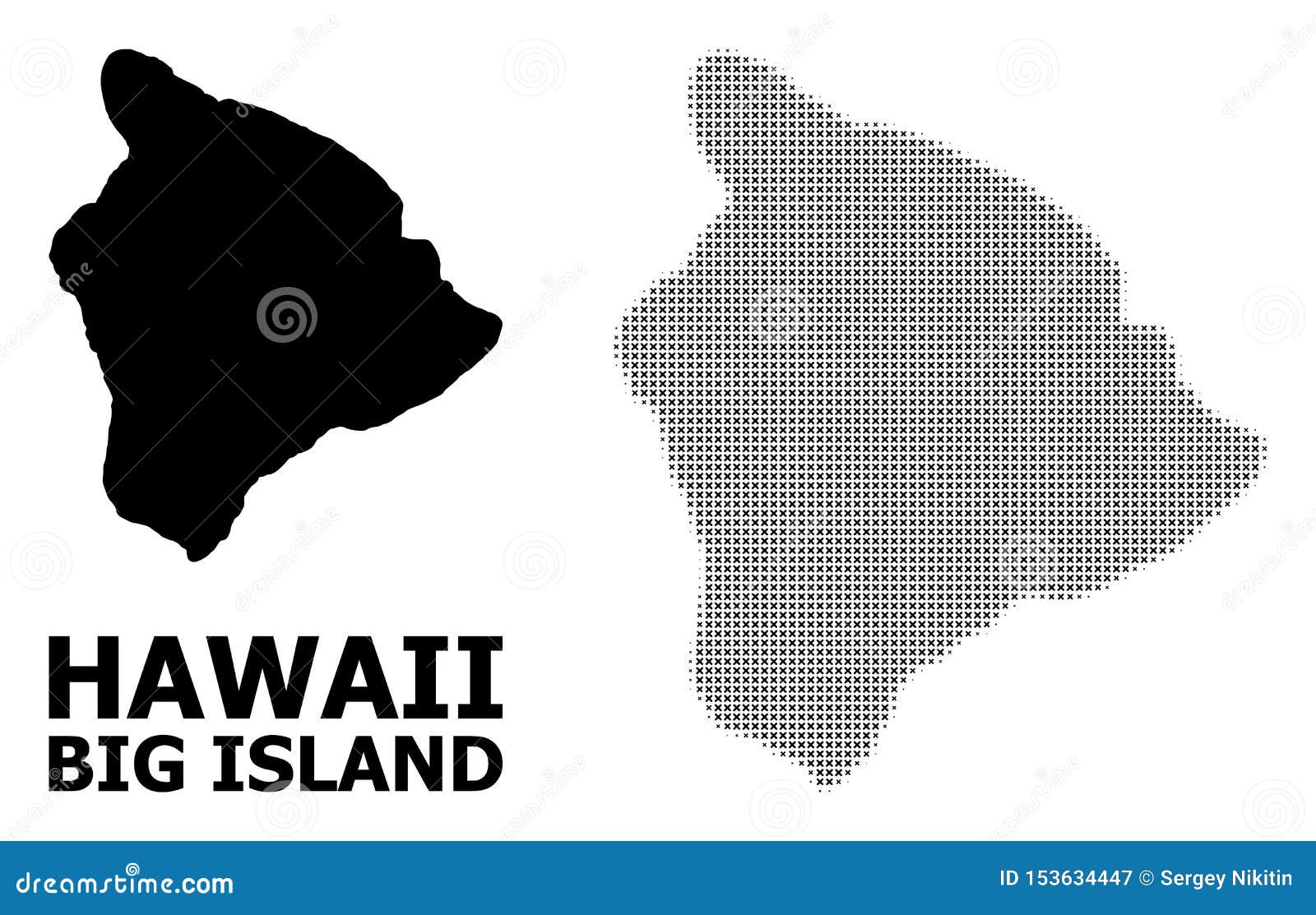 Vector Halftone Pattern and Solid Map of Hawaii Big Island Stock Vector ...