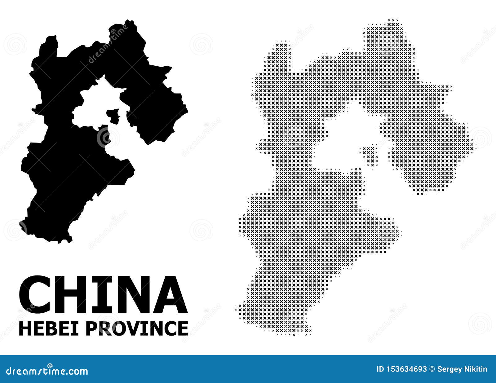 Vector Halftone Pattern and Solid Map of Hebei Province Stock Vector ...