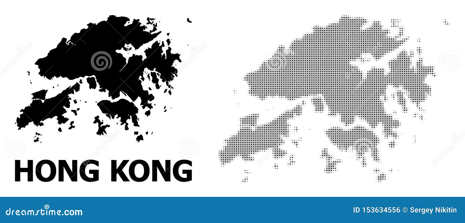 Vector Halftone Pattern and Solid Map of Hong Kong Stock Vector ...