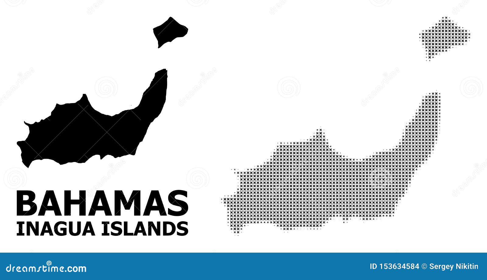 Vector Halftone Pattern and Solid Map of Inagua Islands Stock Vector ...
