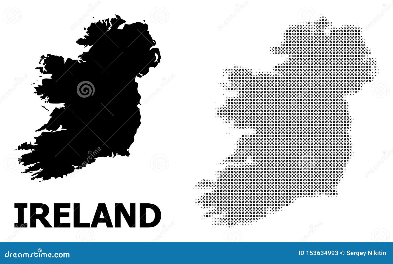 Vector Halftone Pattern and Solid Map of Ireland Island Stock Vector ...