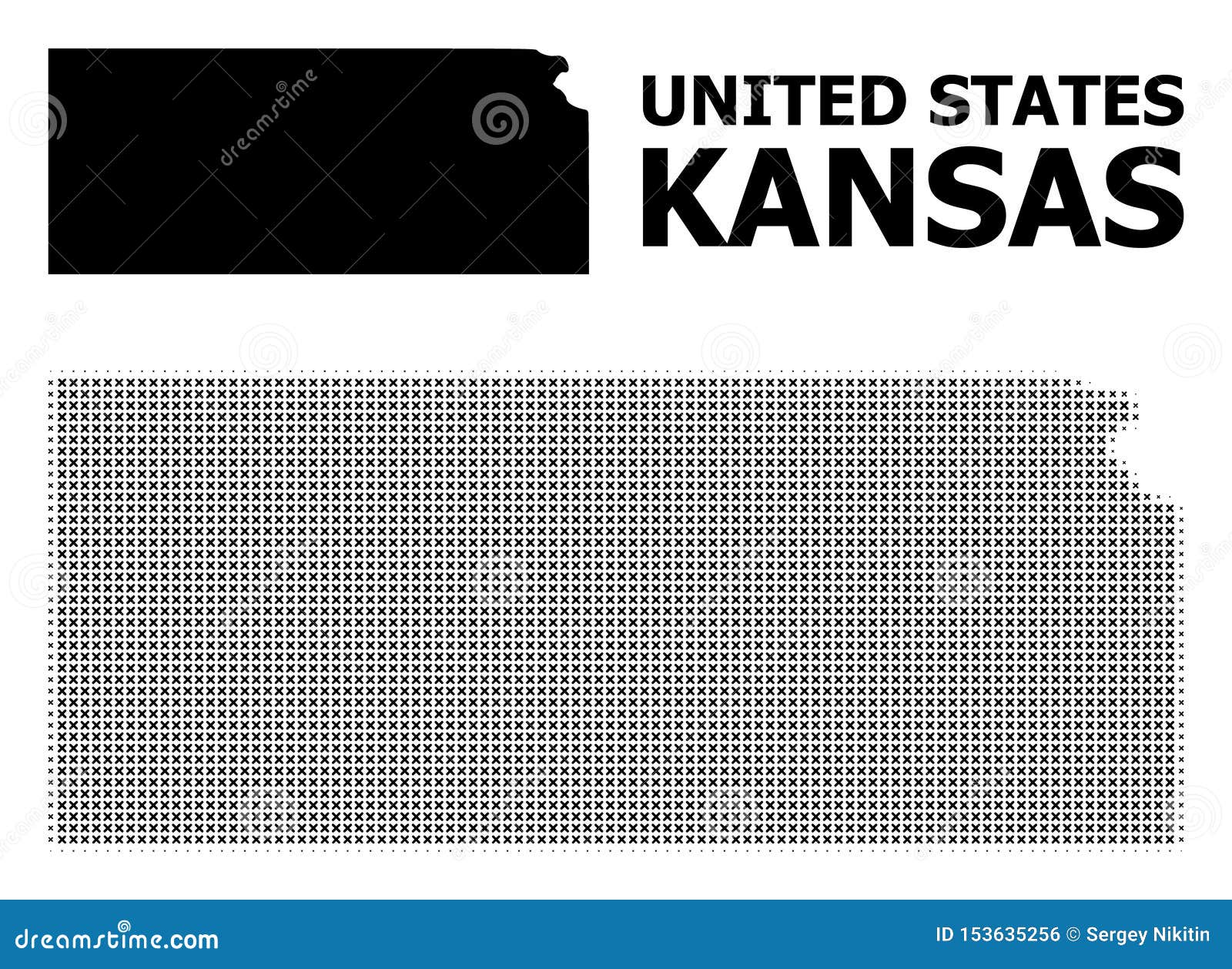 Vector Halftone Pattern and Solid Map of Kansas State Stock Vector ...