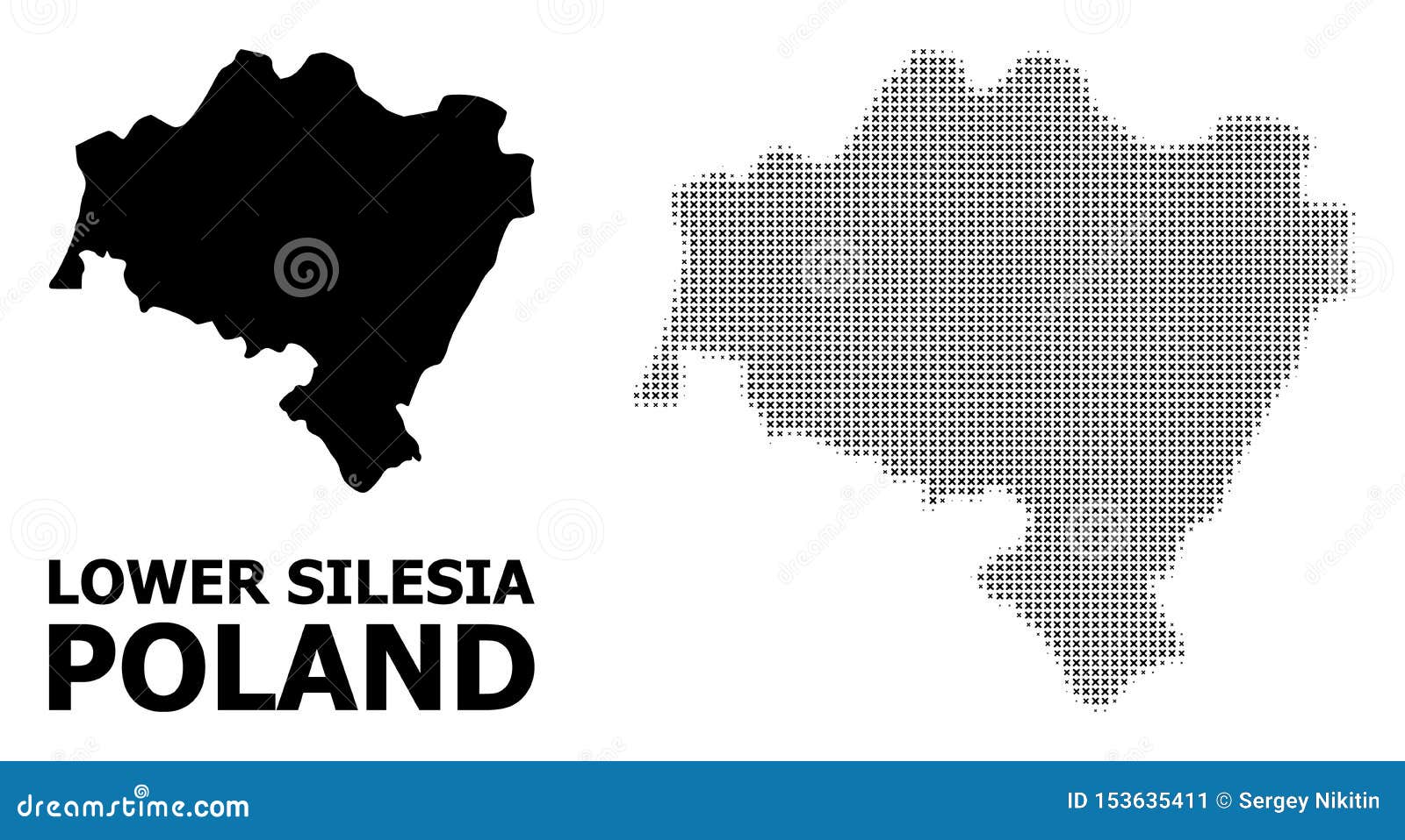Vector Halftone Pattern and Solid Map of Lower Silesia Province Stock ...