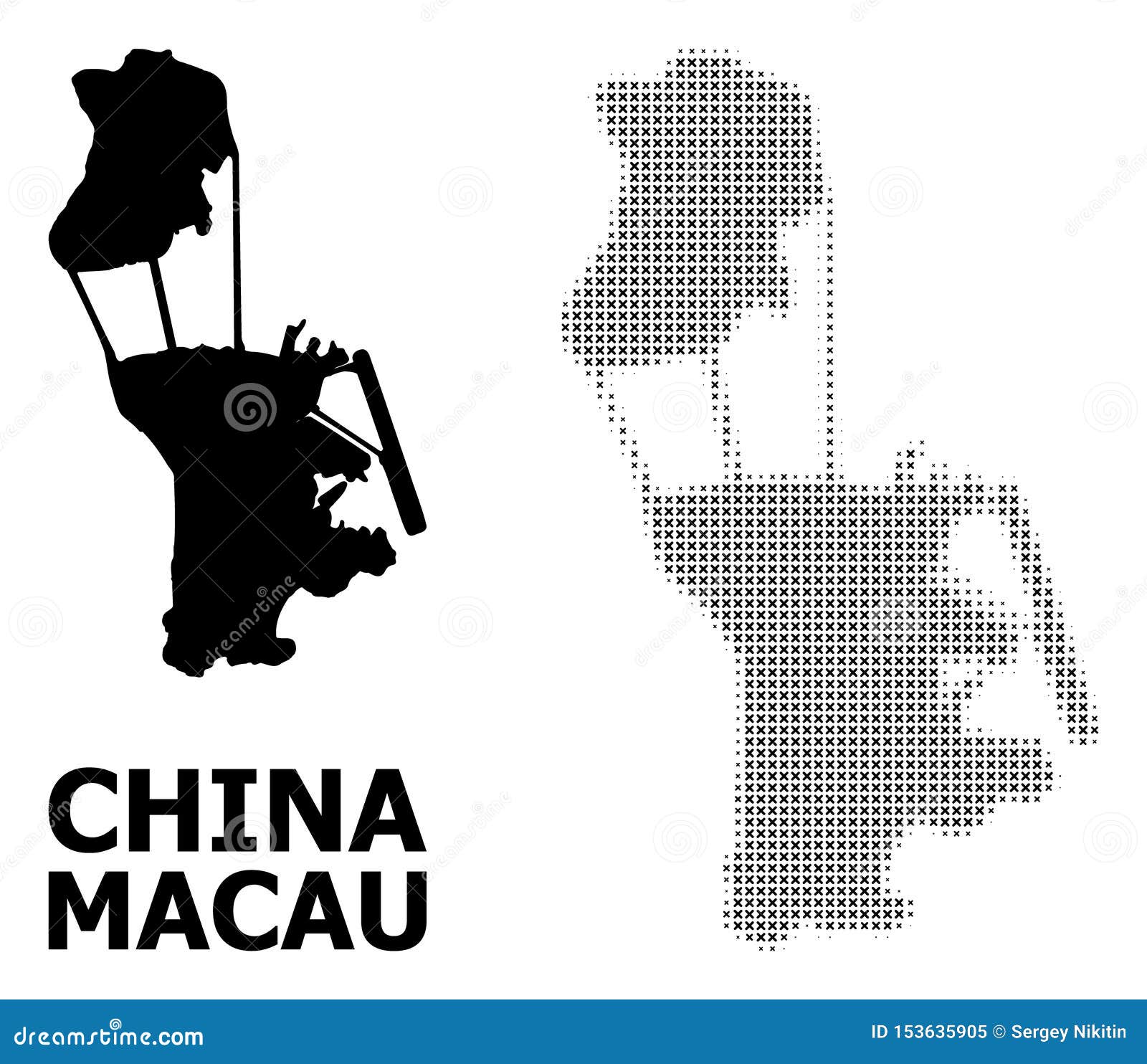 Halftone Map Of Macau And Unclean Framed Seal Cartoon Vector ...