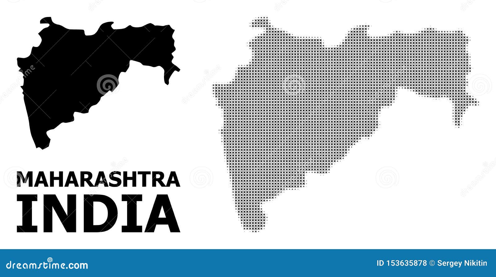 Vector Halftone Pattern and Solid Map of Maharashtra State Stock Vector ...