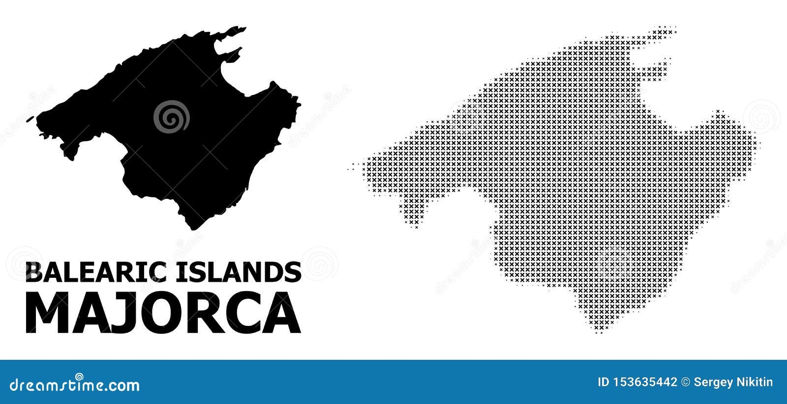 Vector Halftone Pattern and Solid Map of Majorca Stock Vector ...
