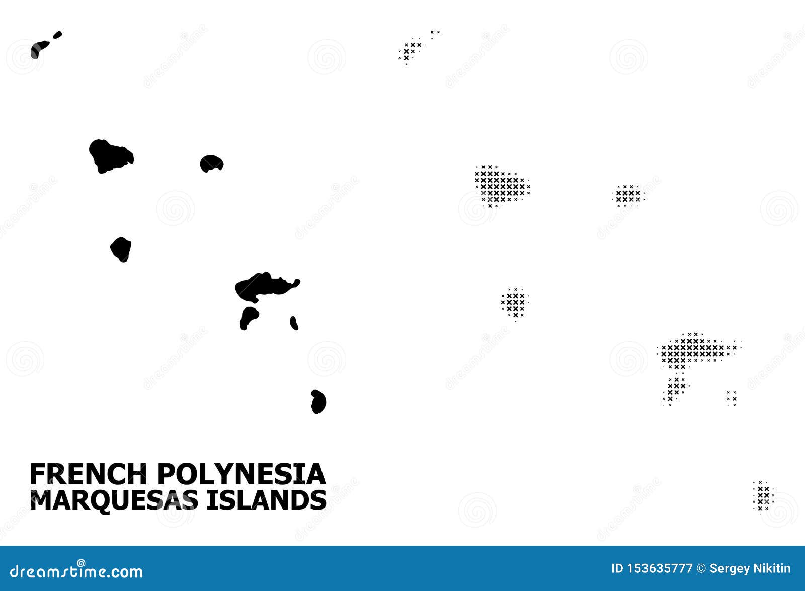 Vector Halftone Pattern and Solid Map of Marquesas Islands Stock Vector ...