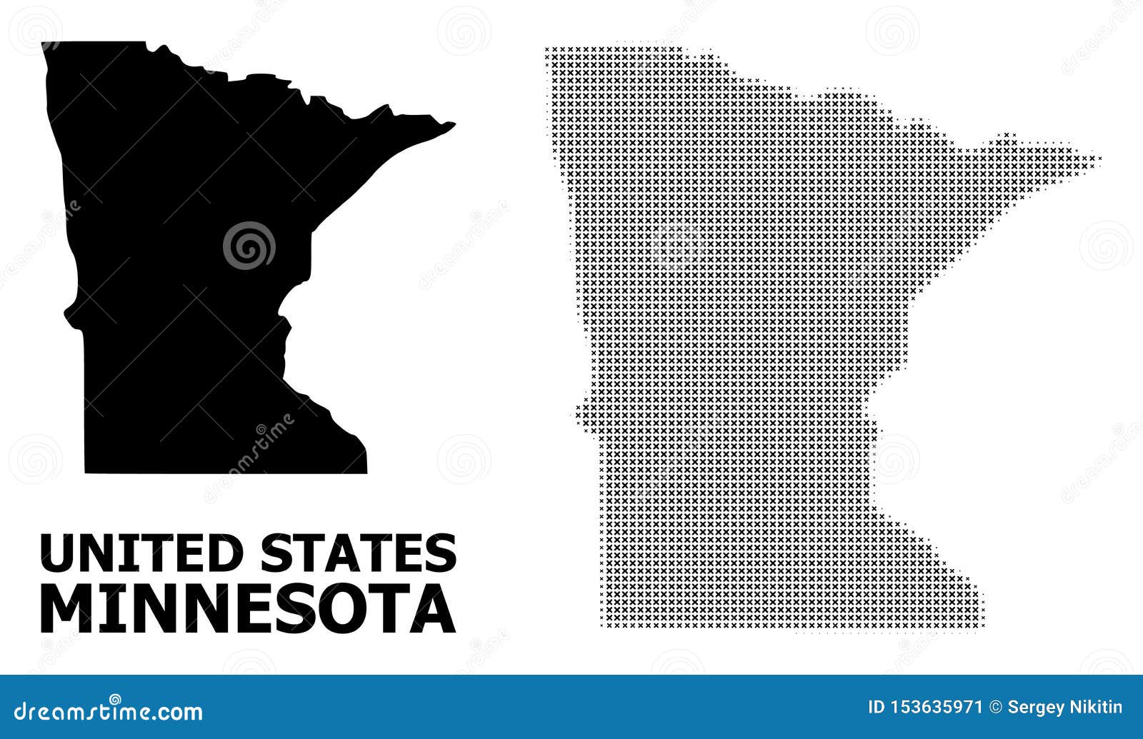 Vector Halftone Pattern and Solid Map of Minnesota State Stock Vector ...