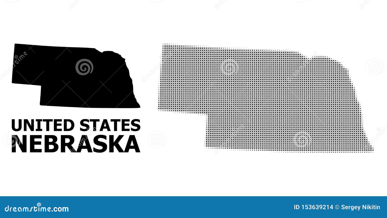 Vector Halftone Pattern and Solid Map of Nebraska State Stock Vector ...
