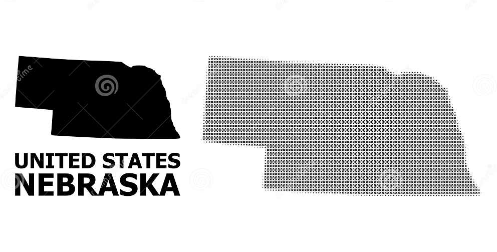 Vector Halftone Pattern and Solid Map of Nebraska State Stock Vector ...