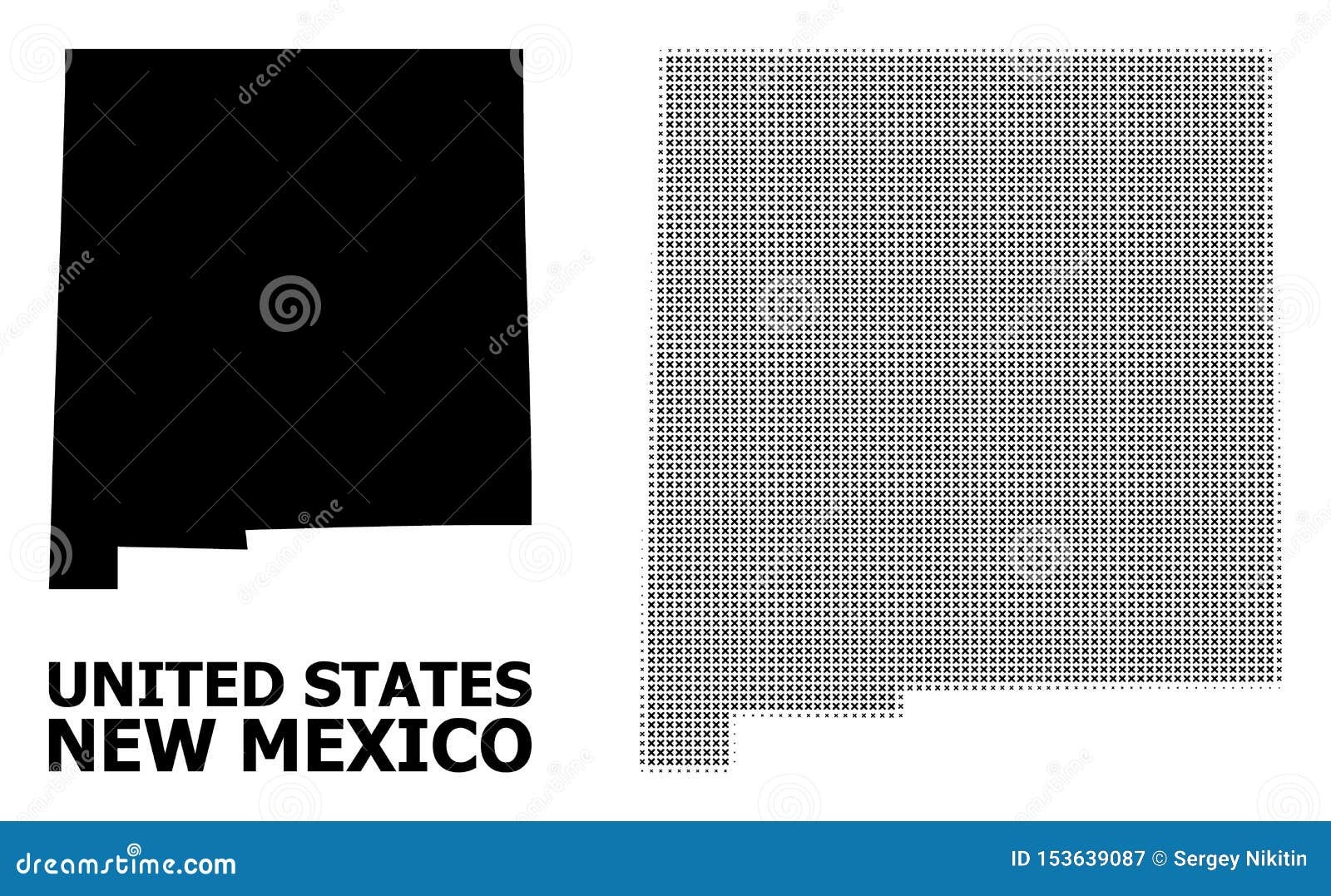 Vector Halftone Pattern and Solid Map of New Mexico State Stock Vector ...