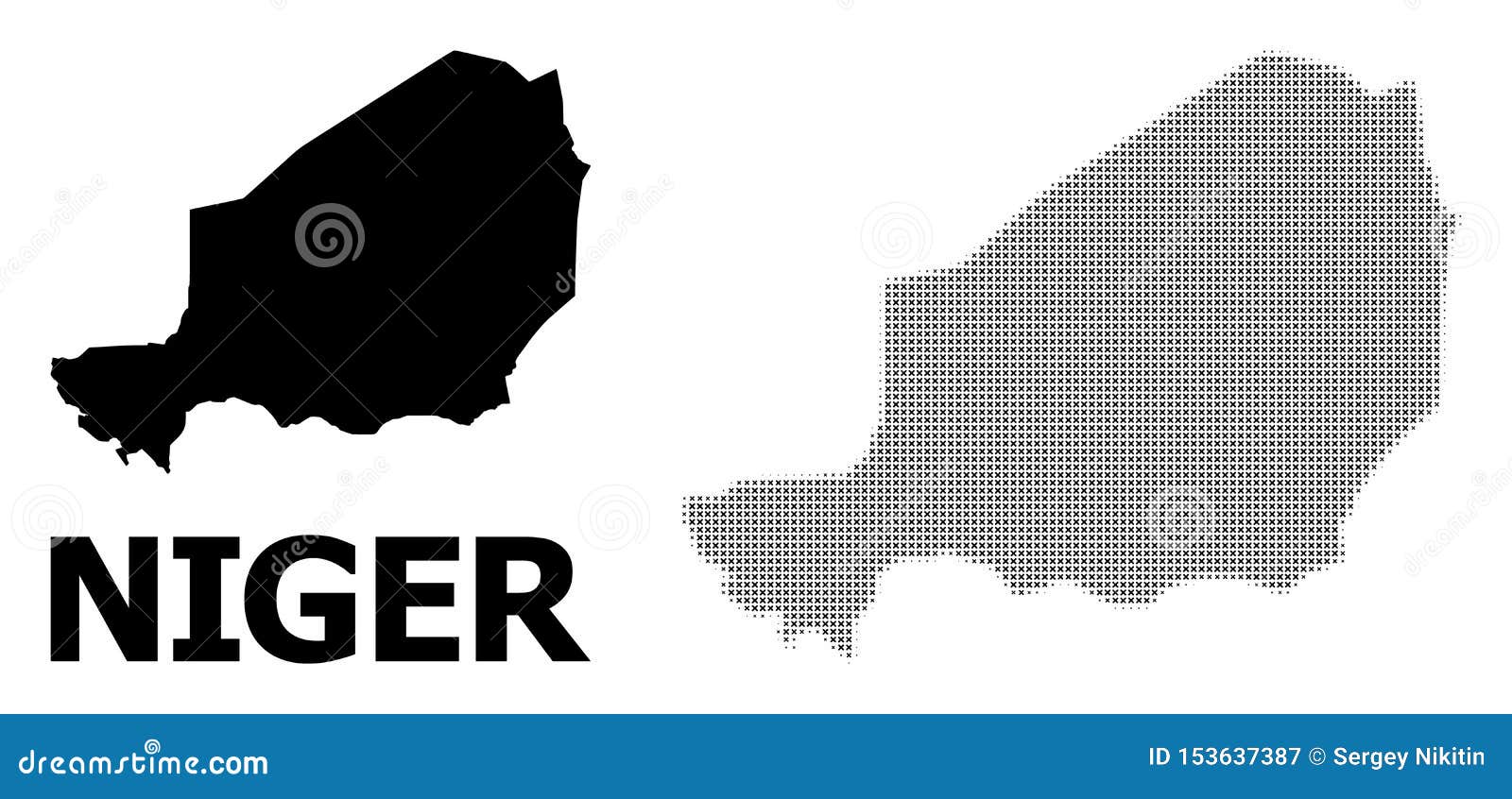Vector Halftone Pattern and Solid Map of Niger Stock Vector ...