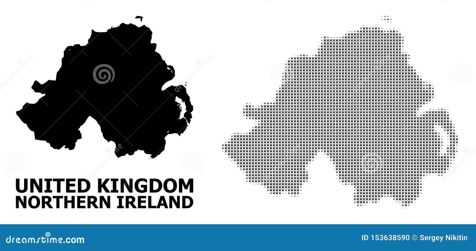 Vector Halftone Pattern and Solid Map of Northern Ireland Stock Vector ...