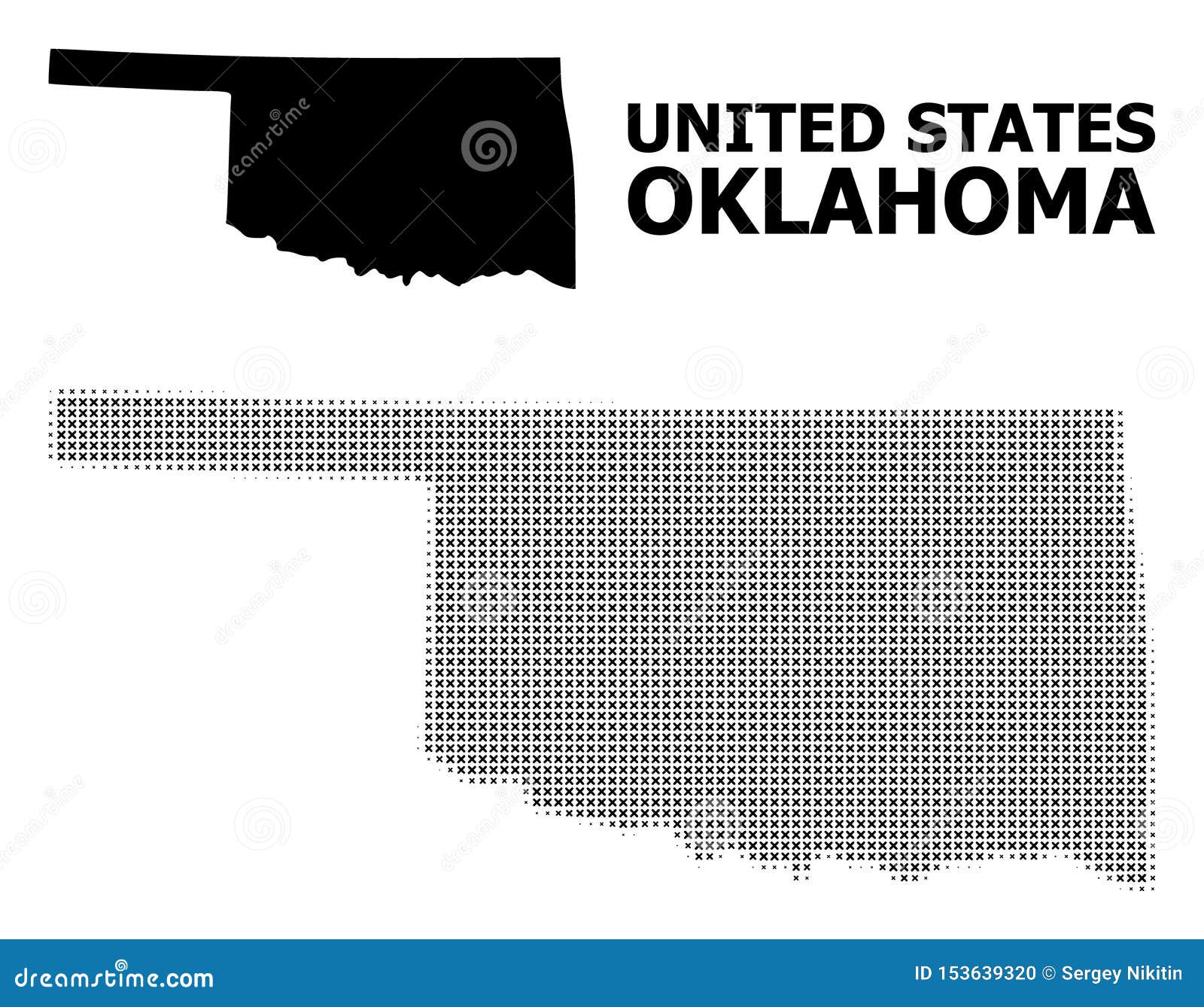 Vector Halftone Pattern and Solid Map of Oklahoma State Stock Vector ...