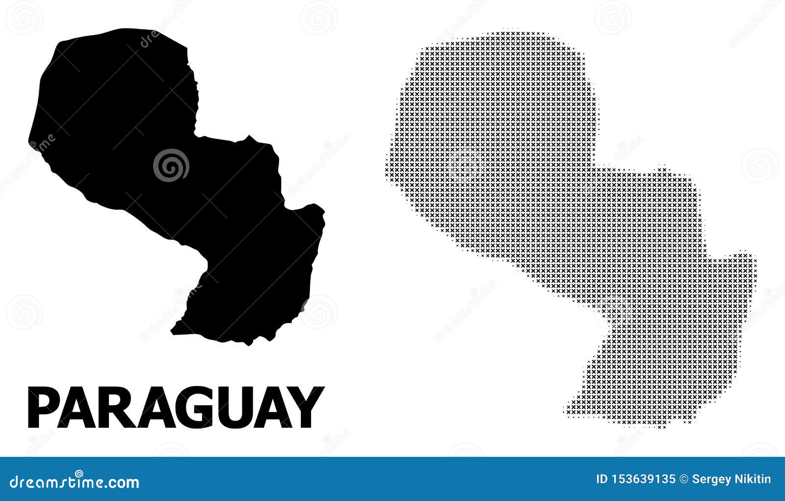 Vector Halftone Pattern and Solid Map of Paraguay Stock Vector ...