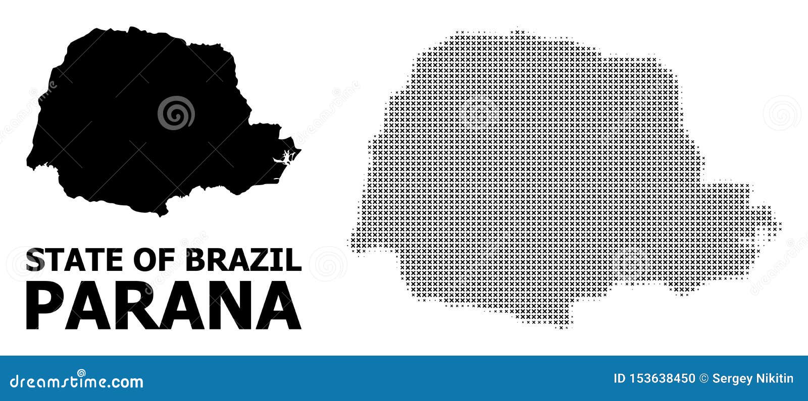 Vector Halftone Pattern and Solid Map of Parana State Stock Vector ...