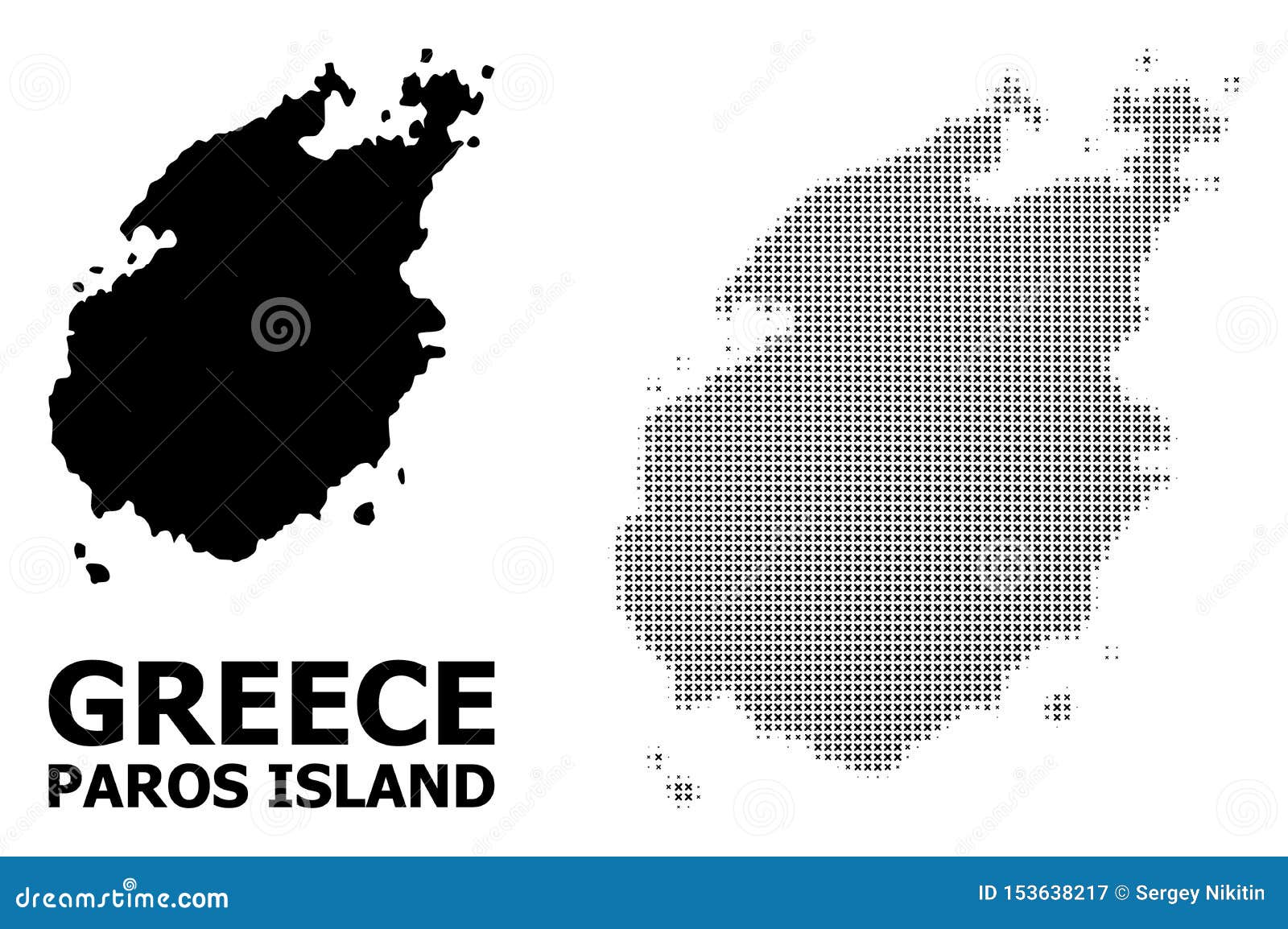 Island Of Paros In Greece White Map Illustration Cartoon Vector ...